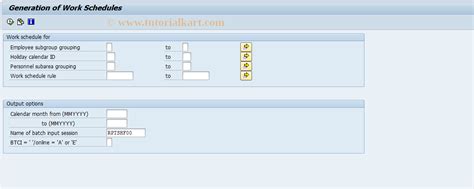 PT SHF00 SAP Tcode Generation Of Work Schedules