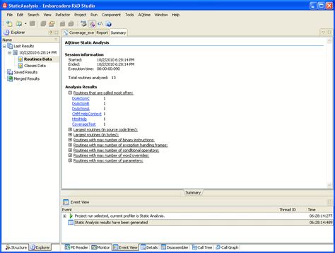Static Analysis Profiler Results Overview Aqtime Documentation