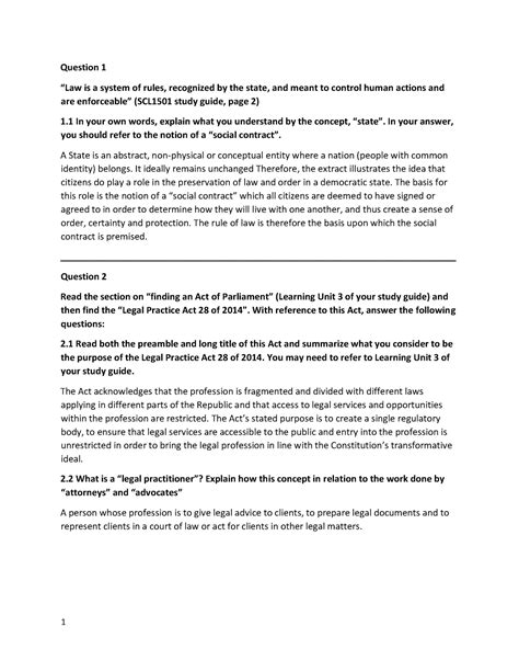 edited scl1501 assignment answers and questions question 1 “law is