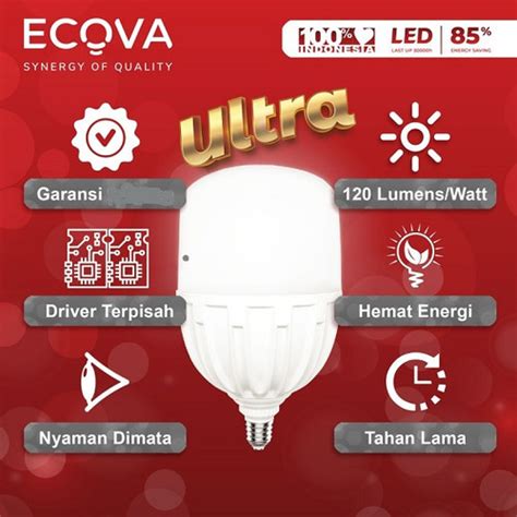 Jual ECOVA Lampu Bohlam LED T Bulb Ultra W E Putih Jakarta Utara TF NIAGA Tokopedia