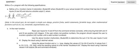 Solved Question 1 Write A C Program With The Following