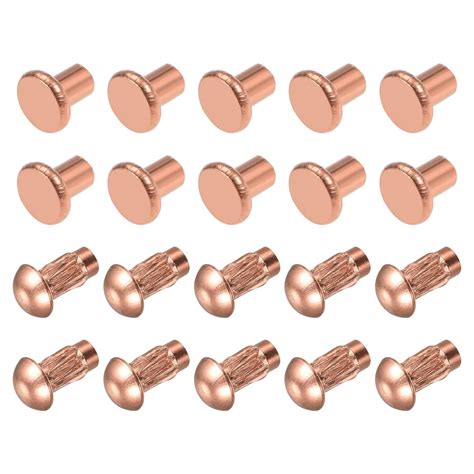 Uxcell Solid Rivets M3 Metric Copper 6mm Round Head Rivets Knurled