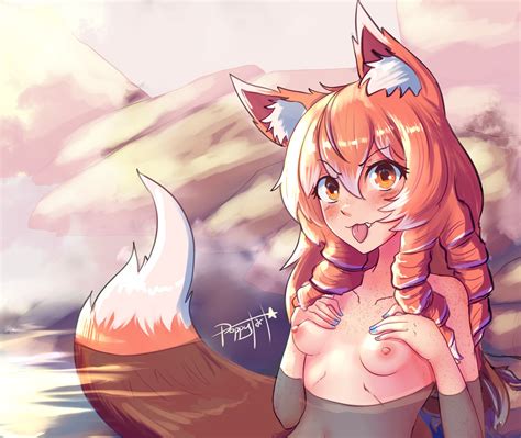 Rule 34 Blush Breasts Brown Eyes Drill Hair Female Fox Ears Fox Girl Fox Tail Freckles