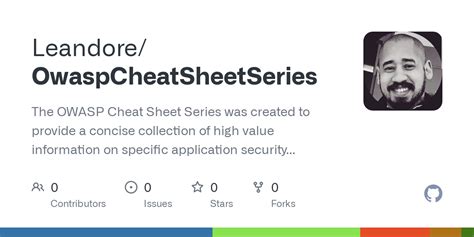 GitHub Leandore OwaspCheatSheetSeries The OWASP Cheat Sheet Series Was Created To Provide A