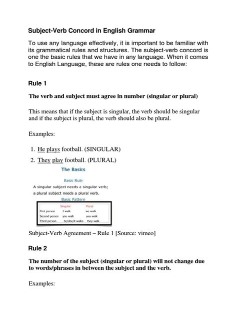 Subject Verb Concord Agreement Pdf