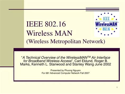 Ppt Ieee 802 16 Wireless Man Wireless Metropolitan Network Powerpoint Presentation Id 4576460