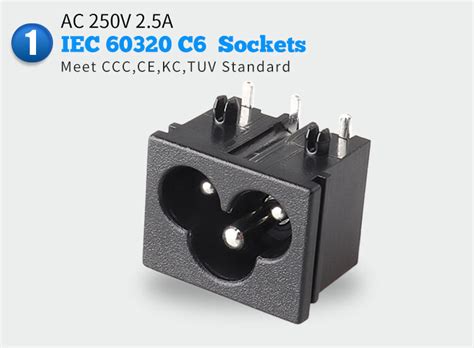 Lanzmfg Ac Power Socket Iec 60320 C6 With Pcb Pin Terminal Industrial 3 Months Black Standard