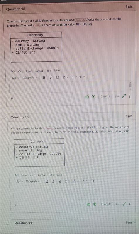 Solved 3 8 Pts Question 12 Consider This Part Of A Uml
