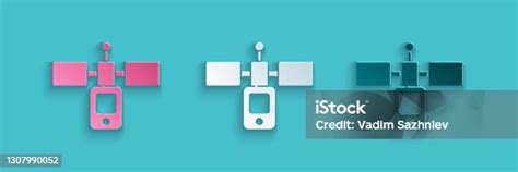 파란색 배경에 격리된 용지 컷 위성 아이콘입니다 종이 아트 스타일 벡터 0명에 대한 스톡 벡터 아트 및 기타 이미지 0명 과학 궤도 Istock