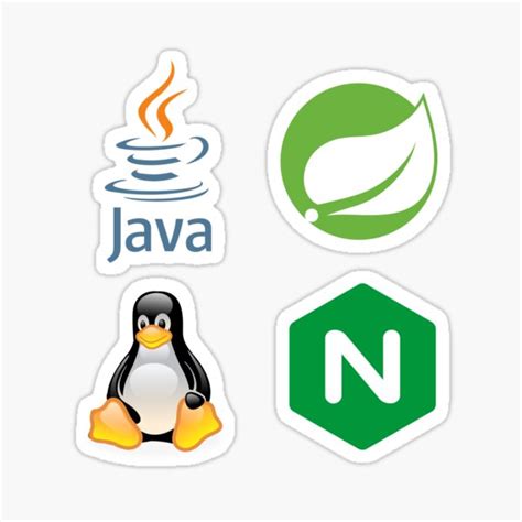 Java Spring Glossy Penguin Linux Tux Mascot Nginx 4x Sticker Combo Pack Sticker For Sale