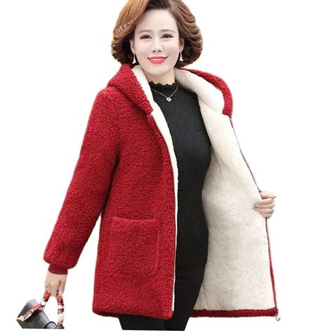 후드 따뜻한 양모 벨벳 코튼 겨울 자켓 및 코트 여성용 아우터 웨어 어머니 옷 2022 신상 5xl 6xl파카