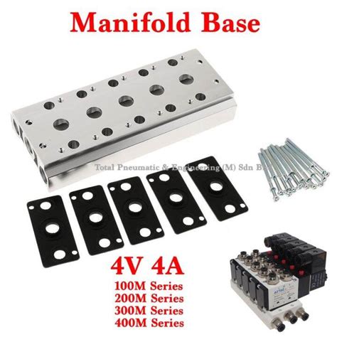 Airtac Manifold Base For 4v 4a Series 100m 200m 300m 400m Solenoid