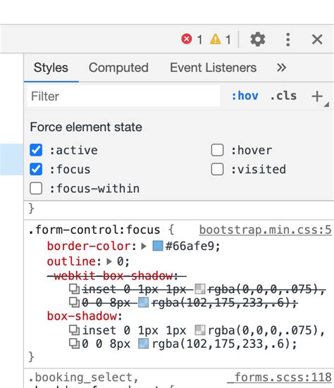Css I Cant Find Active Input Border Property On Developer Tools Stack Overflow