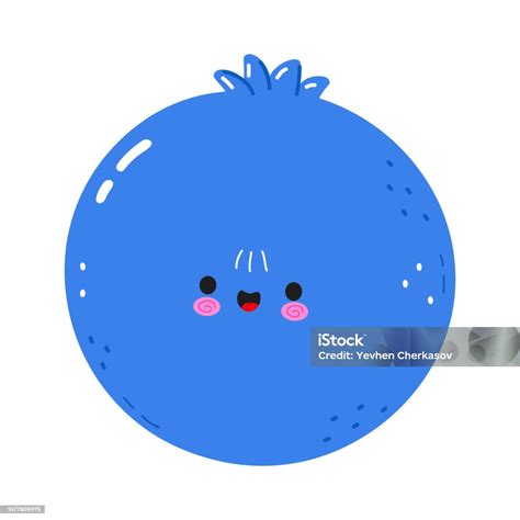 블루 베리 캐릭터 벡터 손으로 그린 만화 Kawaii 캐릭터 그림 아이콘입니다 흰색 배경에 격리 블루 베리 과일 캐릭터 컨셉 0