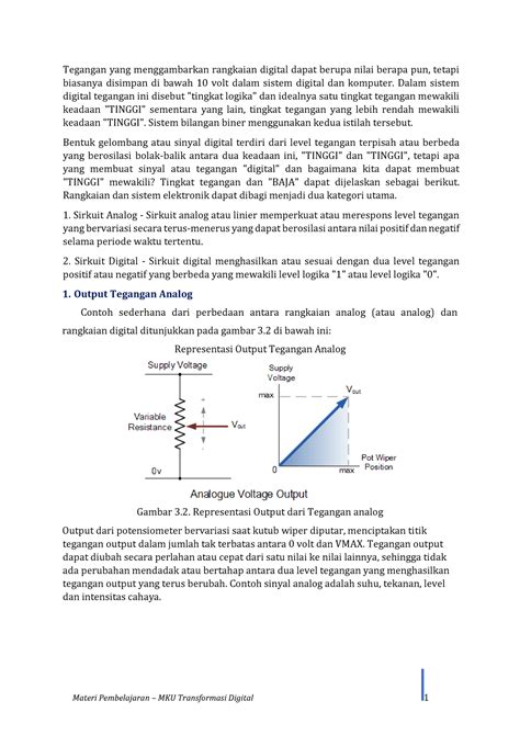 Output Tegangan Analog - Materi Pembelajaran – MKU Transformasi Digital 1 Tegangan yang - Studocu