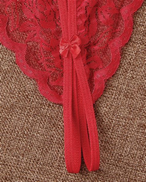 2pcs Floral Lace Crotchless Thong Set Leeri