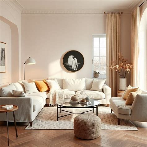 Ivory White Living Room Interior Design