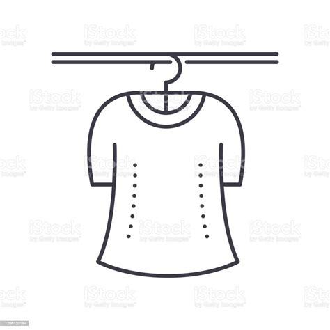 옷 디자인 아이콘 선형 절연 일러스트레이션 얇은 선 벡터 웹 디자인 사인 흰색 배경에 편집 가능한 스트로크가 있는 개요 개념 기호 가방에 대한 스톡 벡터 아트 및 기타