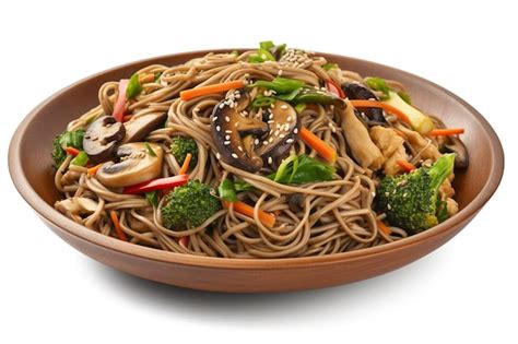 Premium Ai Image A Plate Of Food With Noodles And Vegetables On It