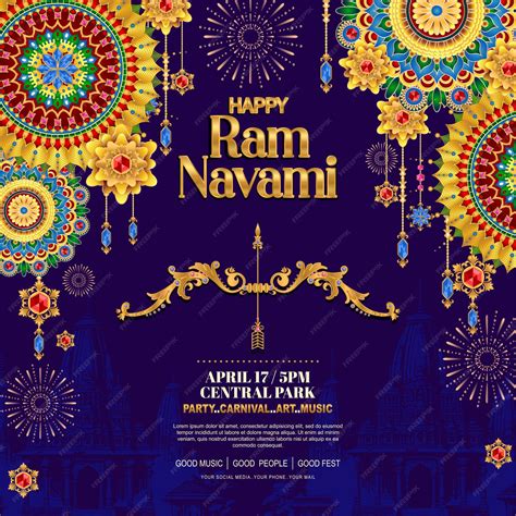 Premium Vector Happy Ram Navami Poster With Gradient Color