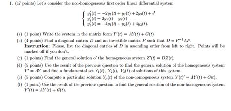 Solved Lets Consider The Non Homogeneous First Order Linear