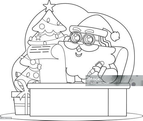 산타클로스 만화 캐릭터가 종이 두루마리 목록을 확인하는 모습 크리스마스에 대한 스톡 벡터 아트 및 기타 이미지 크리스마스 12월 겨울 Istock