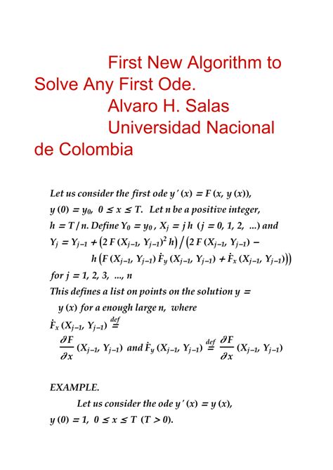 PDF First New Algorithm To Solve Any First Ode