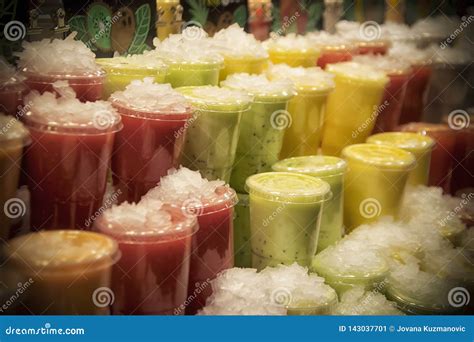 Assorted Fresh Juices At The Marketplace Stock Image Image Of Kiwi