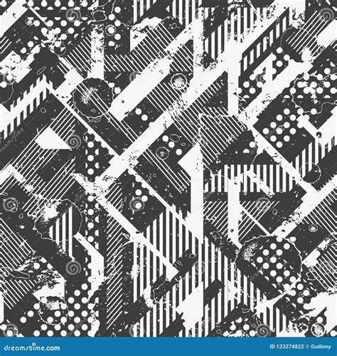 Monochrome Grunge Seamless Pattern Stock Vector Illustration Of