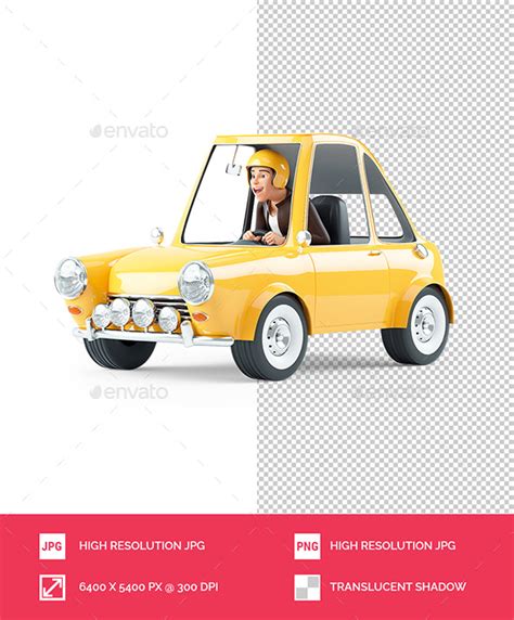 3d Cartoon Man Driving Racing Car Graphics Graphicriver