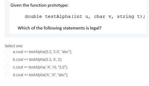 solved given the function prototype double testalpha int