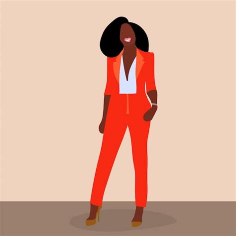 우아한 라인 아트 스타일 벡터의 세련된 아프리카 여성 프리미엄 벡터