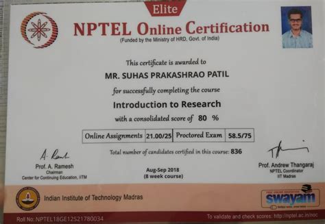 Suhas Patil On Linkedin Got 80 Marks With Elite Grade In Nptel Exam