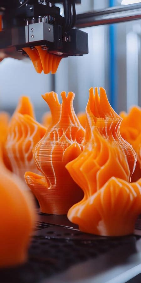 3d Printer Creating Bright Orange Object Stock Illustration Illustration Of Extrusion