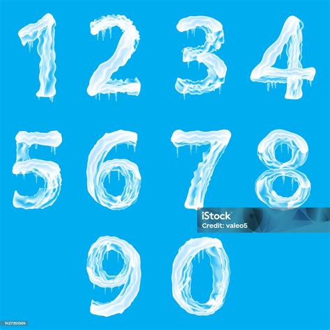 파란색 배경에 고립 된 숫자가있는 스노우 아이스 캡 크리스마스 카드 디자인 요소 겨울 스노우캡 세트 5에 대한 스톡 벡터 아트 및 기타 이미지 Istock