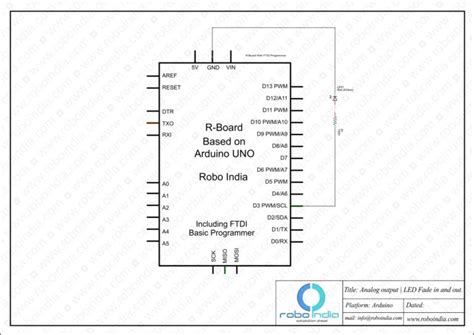 arduino analog output led fade in and fade out robo india