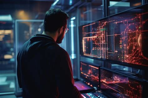 Premium Ai Image Data Center Programmer Uses Digital Technology And Analytics To Troubleshoot