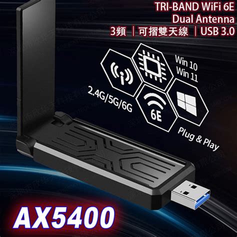 Ax Tri Band Wifi E Dual Antenna Usb Wireless Adapter