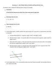 Geometry Unit 4 Test Review Docx Geometry A Unit 4 Study Guide On Parallel And Perpendicular
