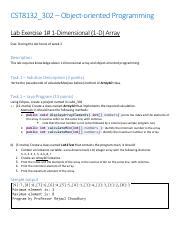 Object-oriented Programming: 1-Dimensional Array Lab Exercise | Course Hero