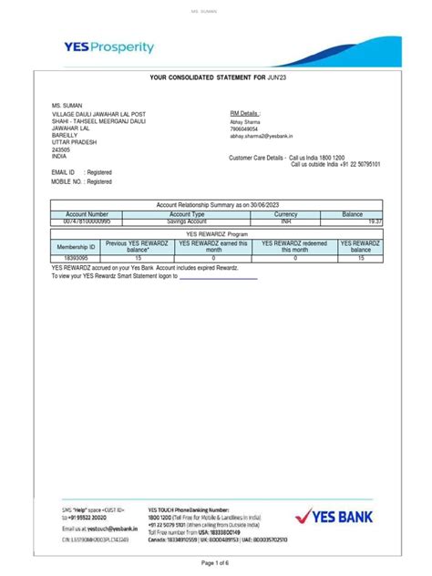 Yes Bank Statement Pdf Online Banking Banks And Banking