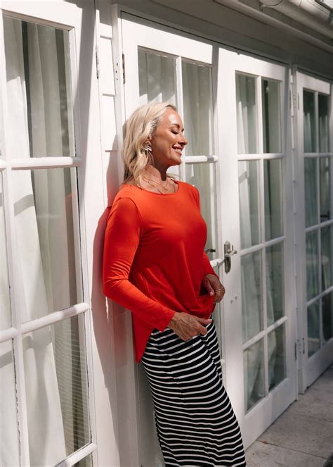 Adele Long Sleeve Bamboo Top In Fiery Red Lou Lou Au Lou Lou Australia