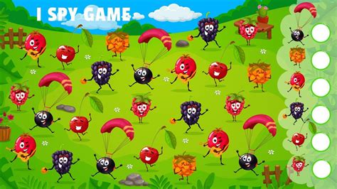 I Spy Game Cartoon Berry Characters Summer Party 21650781 Vector Art At