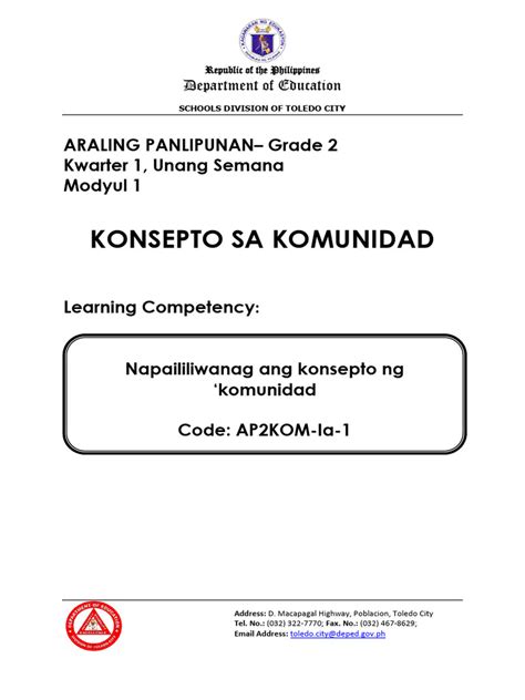 Ap2 Q1 Mod1 Konseptosakomunidad V2 Pdf