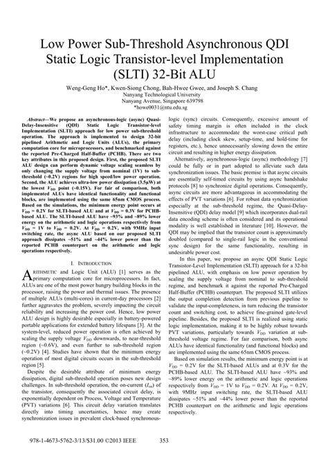Pdf Low Power Sub Threshold Asynchronous Qdi Static Logic Transistor