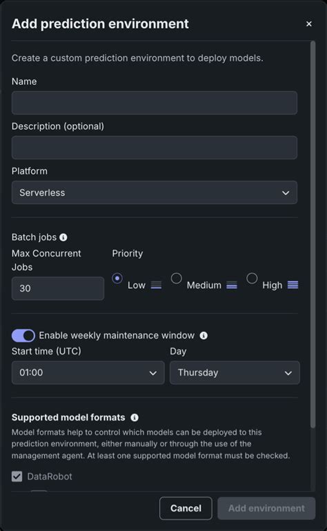 Add Datarobot Serverless Prediction Environments Datarobot Docs