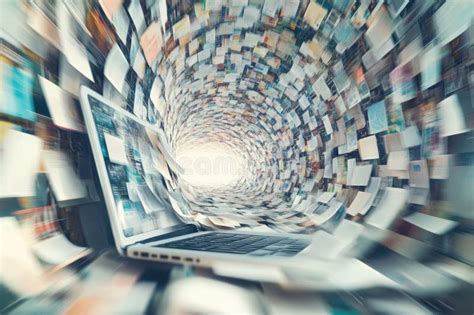 Laptop Showing Open Windows Creating Tunnel Of Information Stock Image