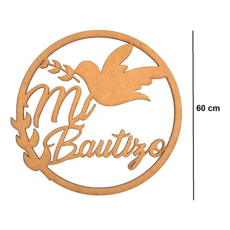 Letrero Mi Bautizo Circulo 60cm Madera Mdf Decoración Fiesta Dessdesign