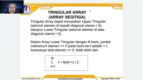 Struktur Data Pertemuan 3 Array Dimensi Banyak Youtube