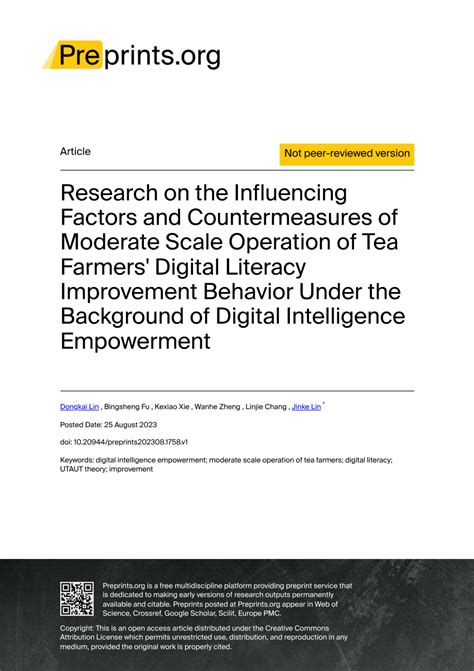 Pdf Research On The Influencing Factors And Countermeasures Of Moderate Scale Operation Of Tea